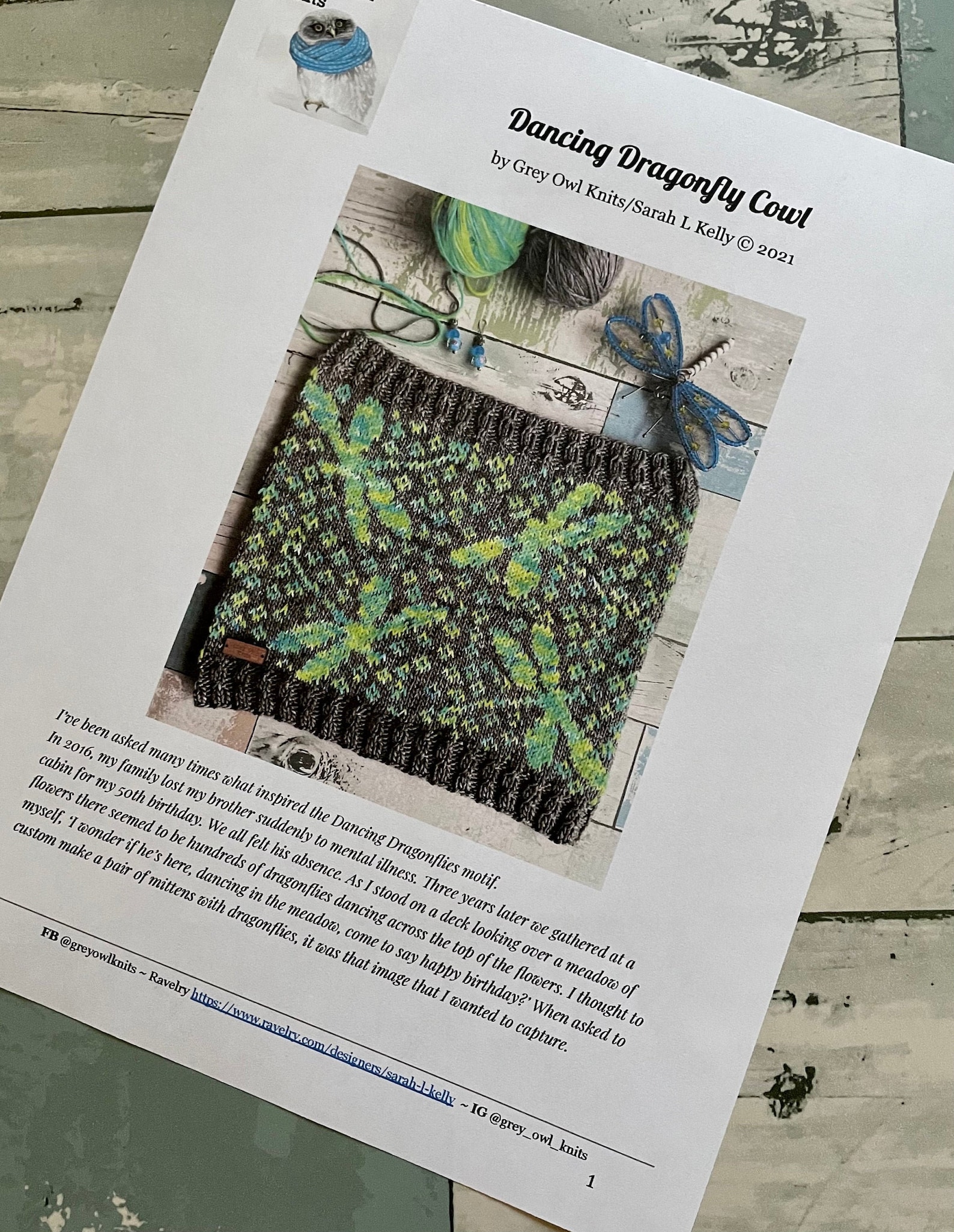 KNITTING PATTERN/DANCING Dragonfly Cowl/colourwork Scarf Fair Isle ...