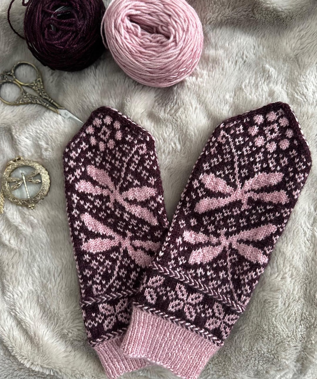 KNITTING Pattern/dancing Dragonfly Mittens/ Dragonflies/ Mystical/fair ...