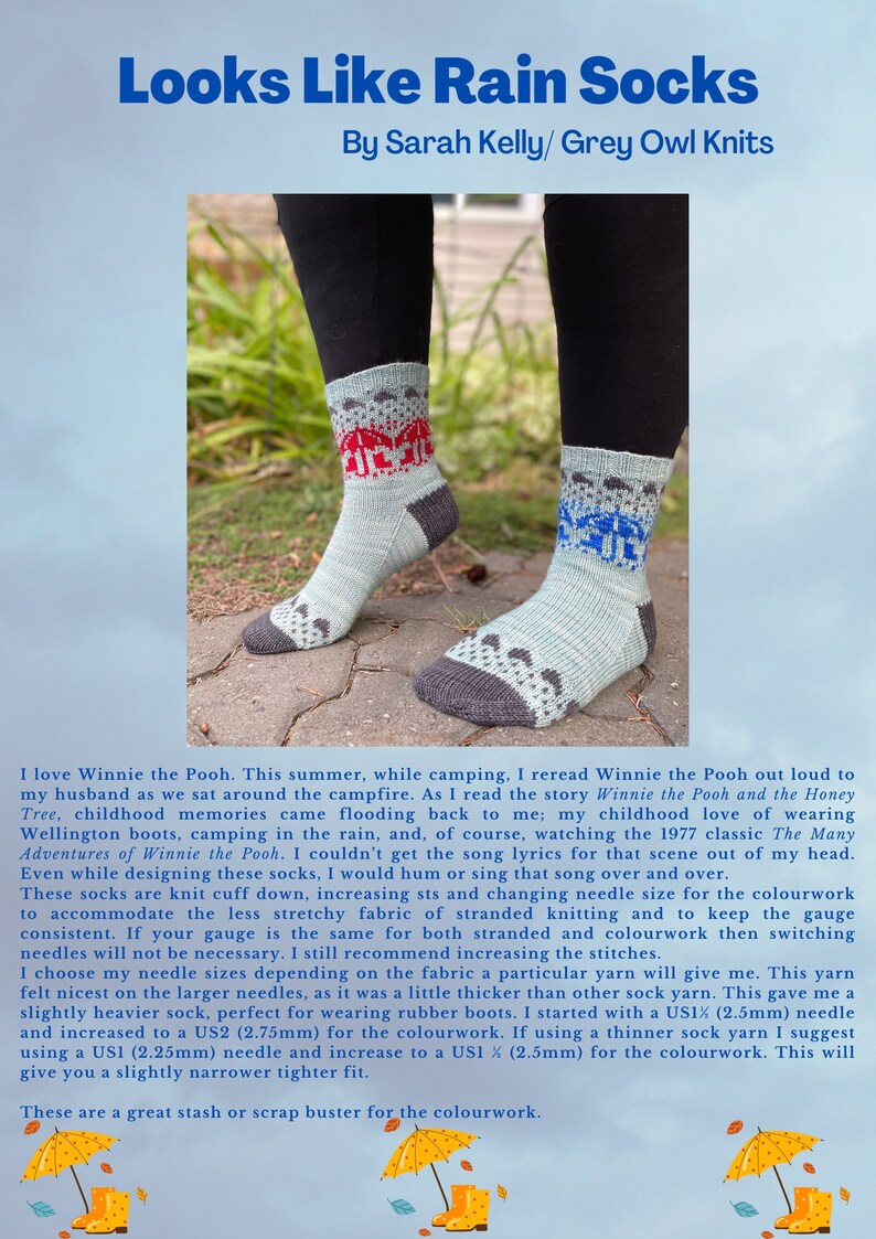 KNITTING Pattern/looks Like Rain Knitting Pattern Socks Colourwork ...