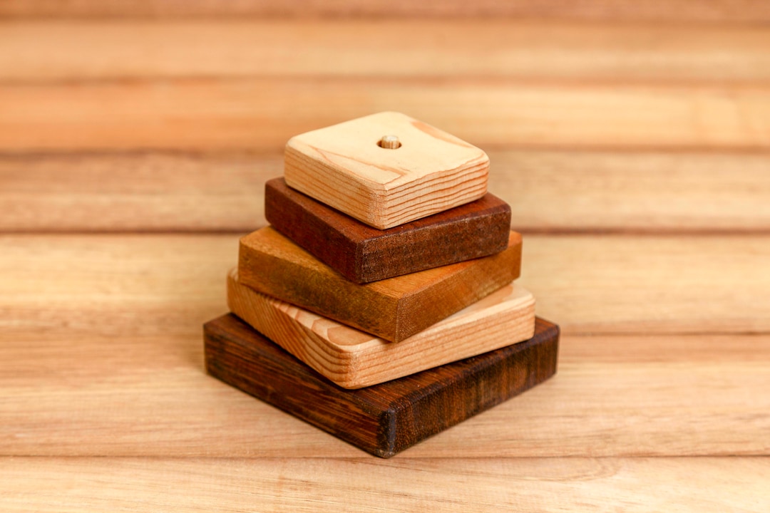 Wooden 5-piece Square Block Puzzle for Kids Wooden Block - Etsy