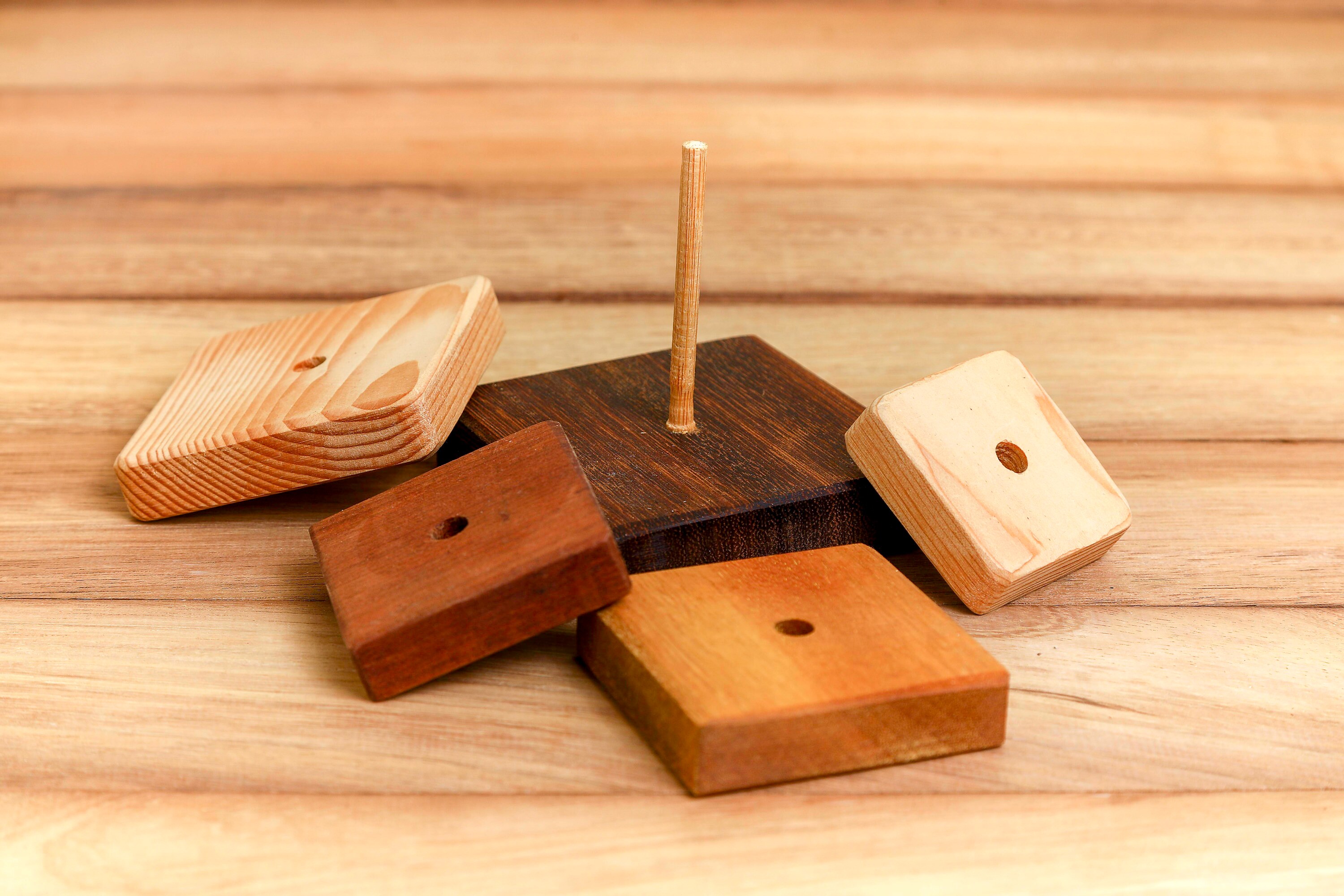 Wooden 5-piece Square Block Puzzle for Kids Wooden Block - Etsy