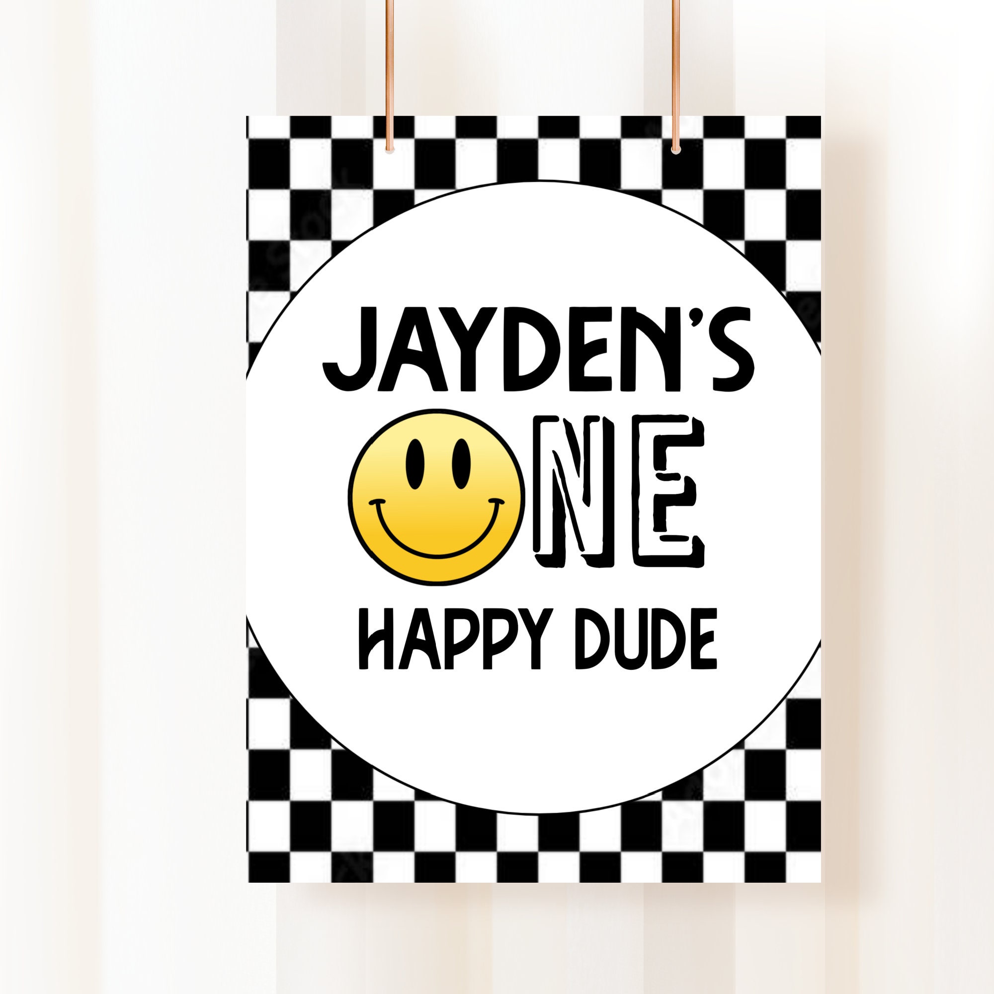 EDITABLE ONE Happy Dude Smiley Face 1st Birthday First - Etsy