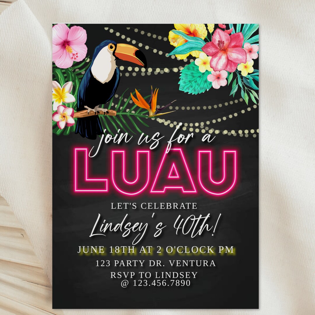 EDITABLE, LUAU, Hula, Pool Party, Tropical Birthday, ANY Age, Summer ...