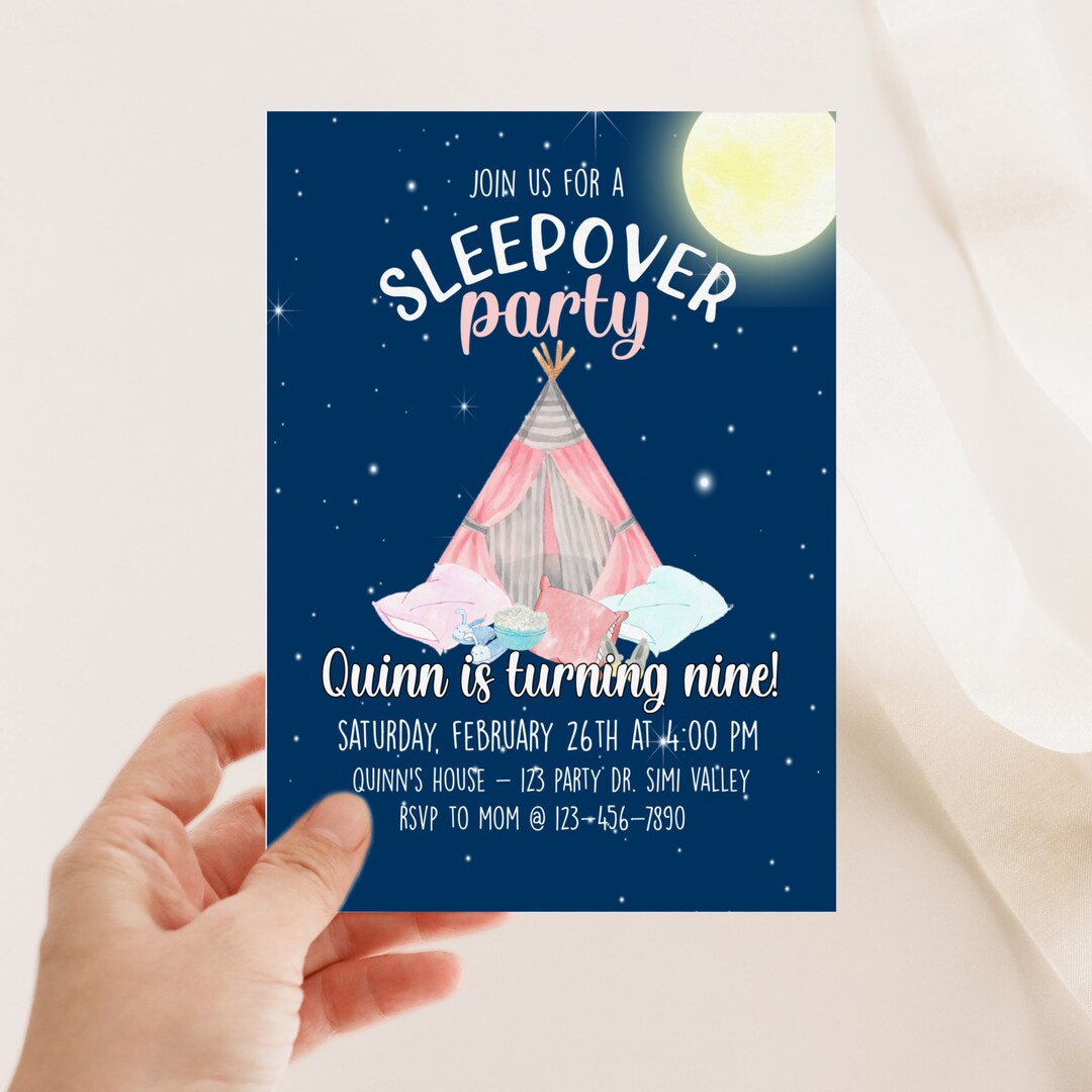 EDITABLE, Sleepover Party, Slumber Party, ANY AGE, Sleep Over, Camping ...
