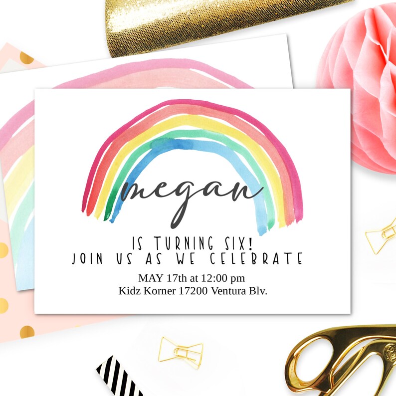 Rainbow Watercolor Birthday Rainbow Party Watercolor - Etsy