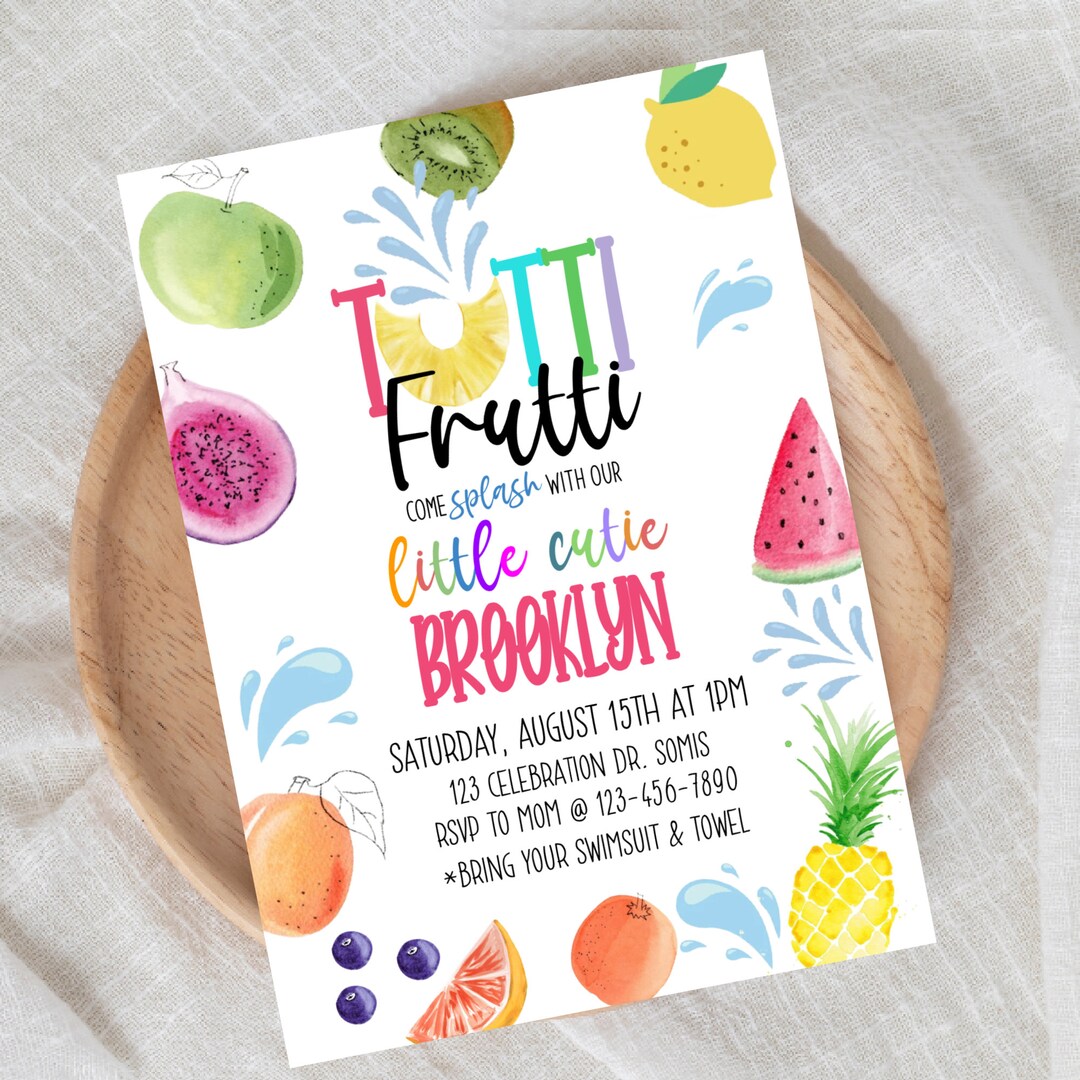 EDITABLE, Tutti Frutti, Tropical Summer Party, Summer Party, Swim Party ...