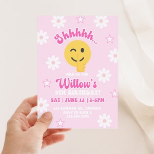 Surprise Party, Shh.., Smile Face, Birthday Invitation, Any Age, Smiley ...