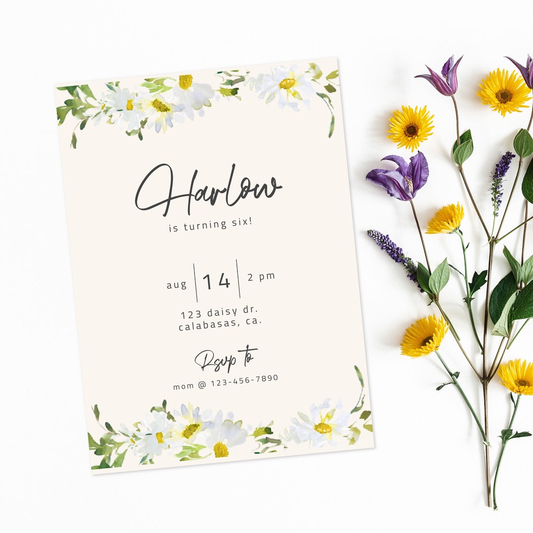 Daisy Invitation | Daisy Invite | Wildflower | Any Age | Daisies| Daisy ...