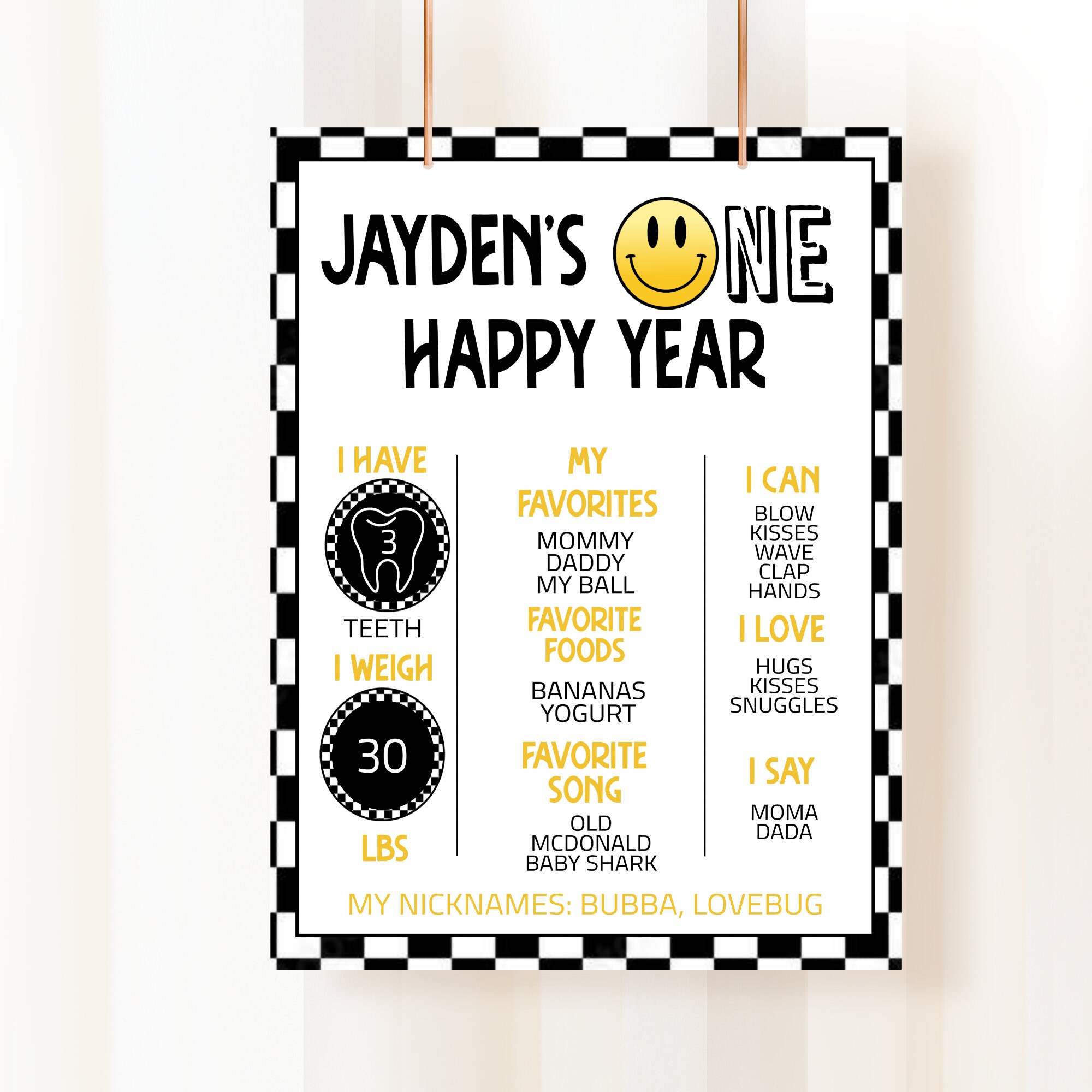 EDITABLE ONE Happy Dude Smiley Face 1st Birthday First - Etsy