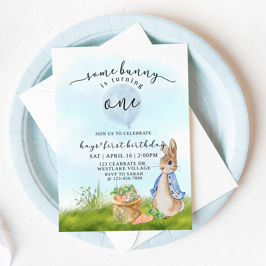 EDITABLE, Peter Rabbit First Birthday, Bunny, 1st Birthday, First ...