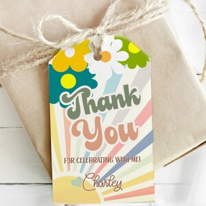 Groovy Thank You Tag, Party Favor Tag, Groovy Birthday, Editable ...