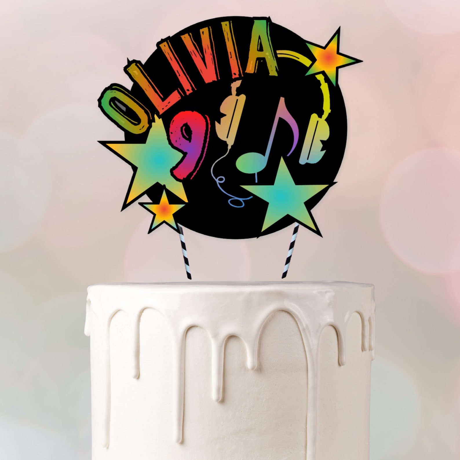 EDITABLE Dance Party Music Cake Topper Musical Party - Etsy