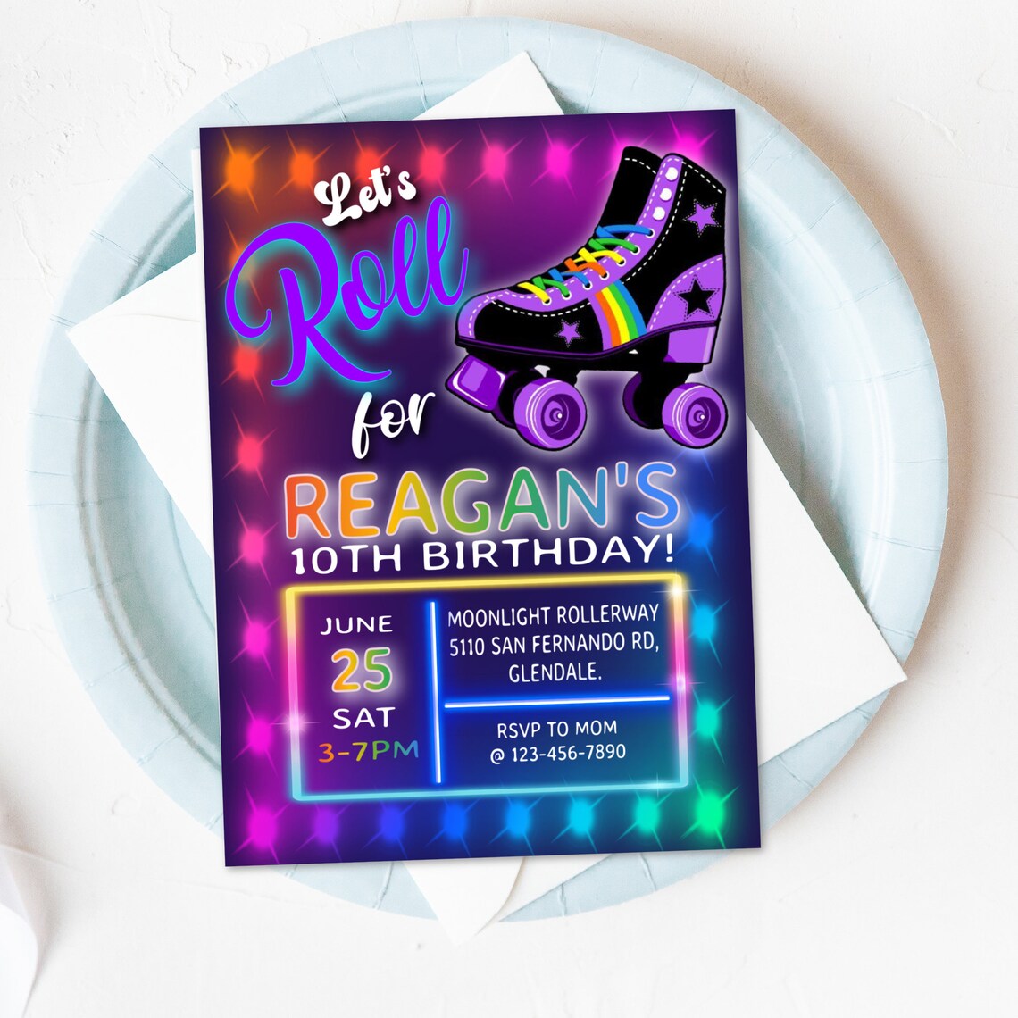 Editable Let's Roll Roller Skating Birthday Glow | Etsy