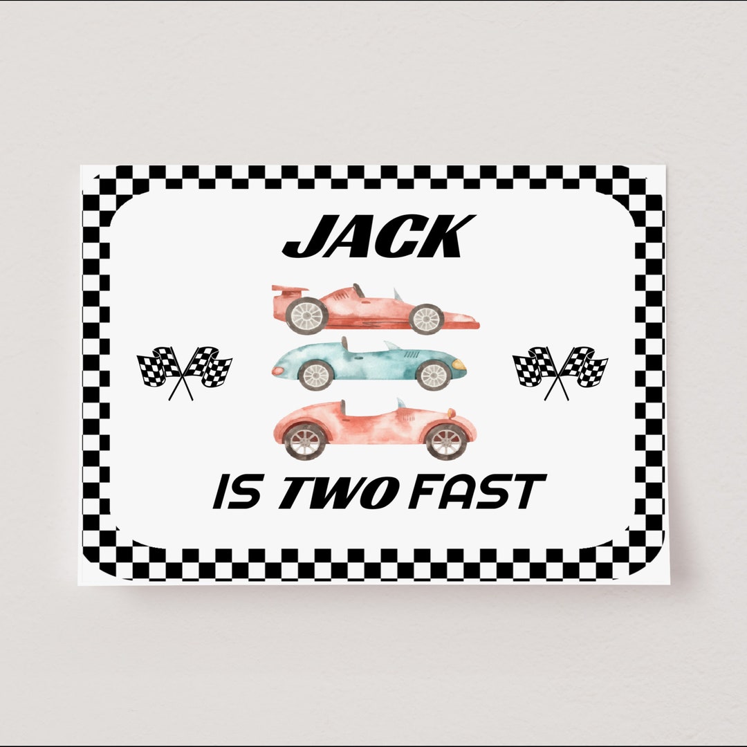 EDITABLE, Car Poster, Backdrop, TWO Fast, Second Birthday, TWO, Vintage ...