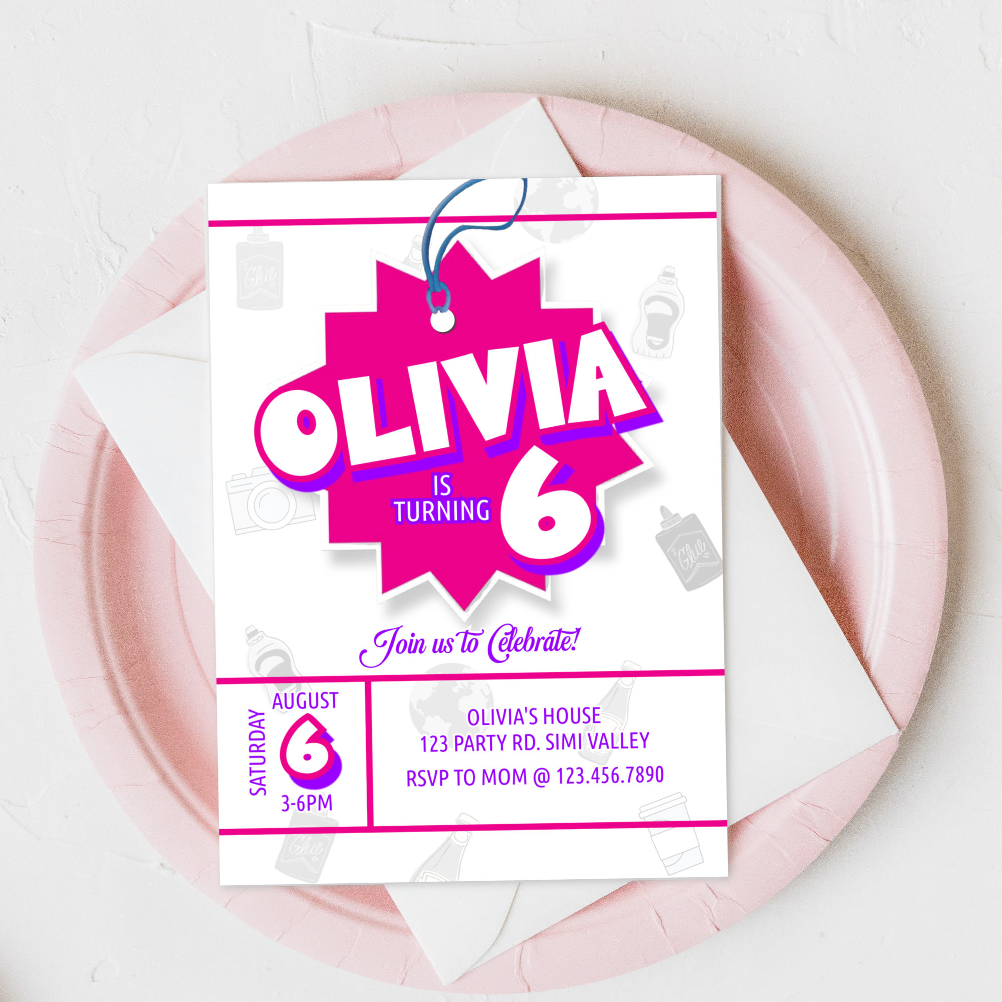 Editable Mini Girl Party Birthday Invite Thank You Tag - Etsy