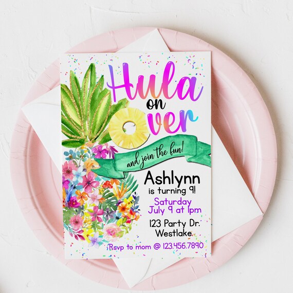 EDITABLE Hula on Over Any Age Watercolor Digital Download | Etsy