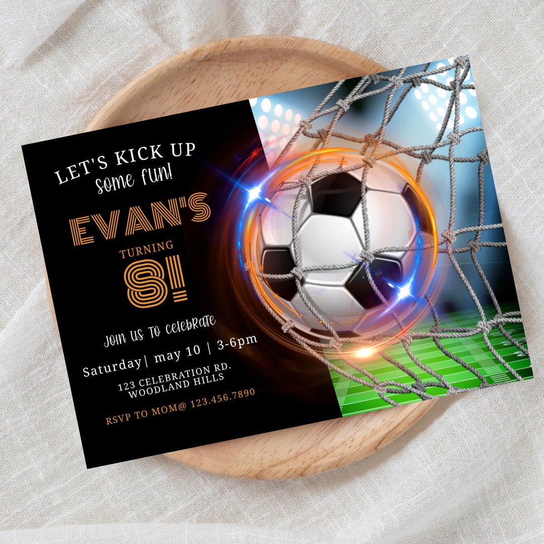 Soccer Birthday, Let's Kick It, Soccer Party, Digital Download, Sports ...