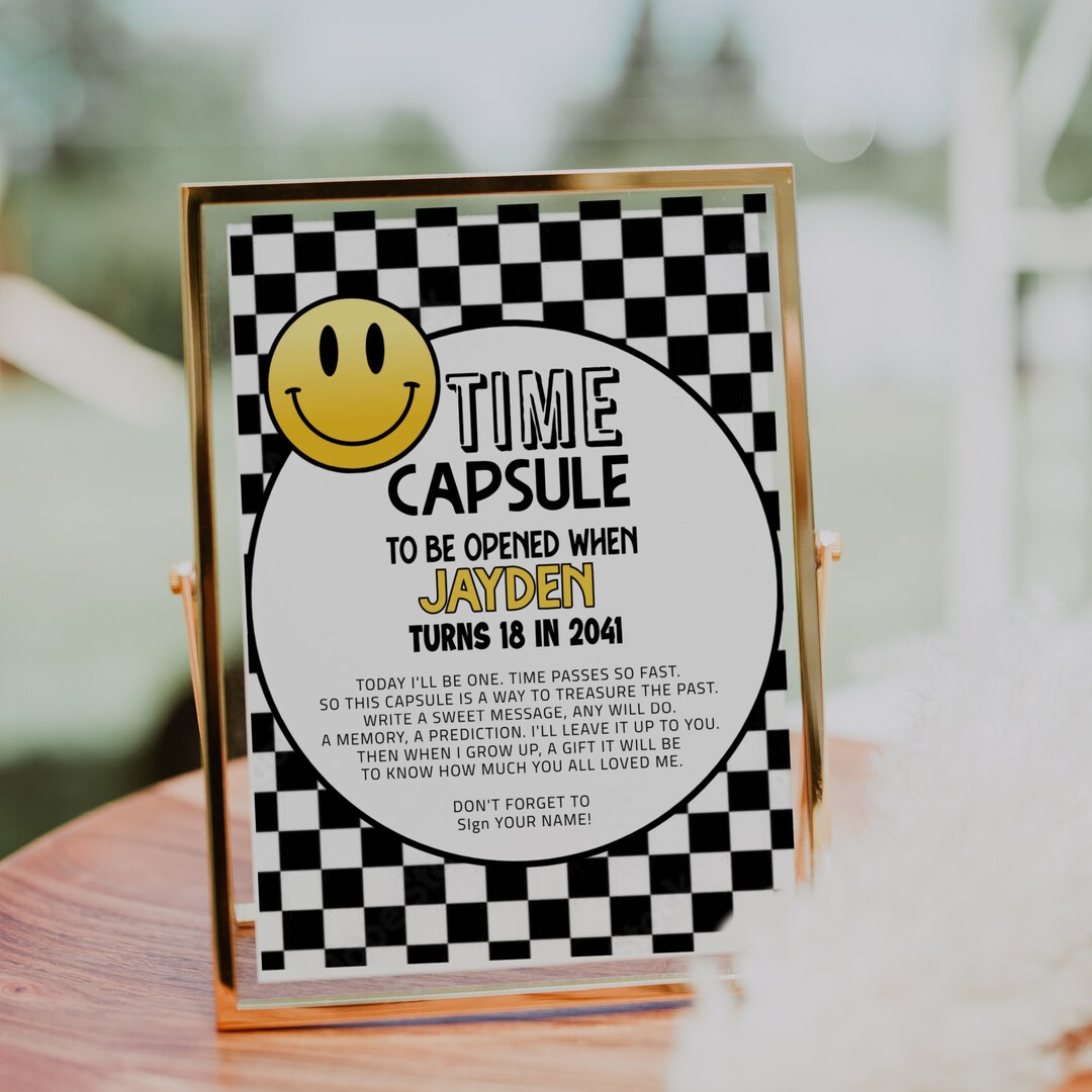 EDITABLE, ONE Happy Dude, Time Capsule, Smiley Face 1st Birthday, First ...