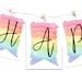 EDITABLE, Rainbow Birthday Banner, Happy Birthday Banner, Watercolor ...