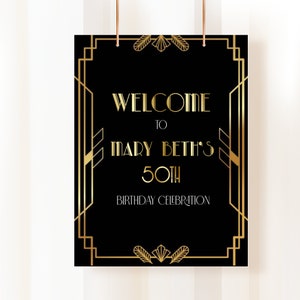 Editable, Gatsby Welcome poster, Art Deco, Flapper Party, Great Gatsby ...