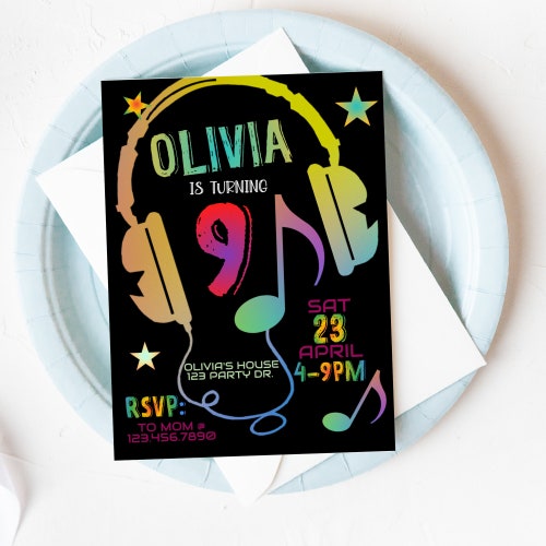 EDITABLE Dance Party Music Invitation Musical Party - Etsy