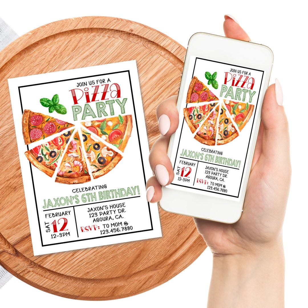 Editable Pizza Party, Slice of Fun, Any Age, Pizza Birthday, Pizza ...