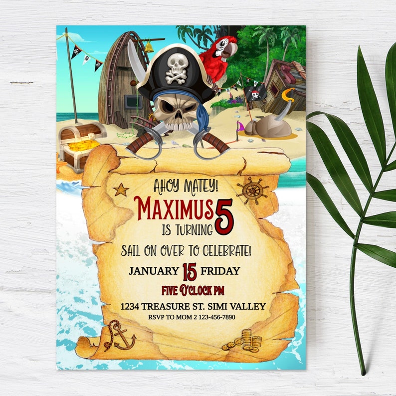 EDITABLE Pirate Invitation Pirates Invitation Pirate - Etsy