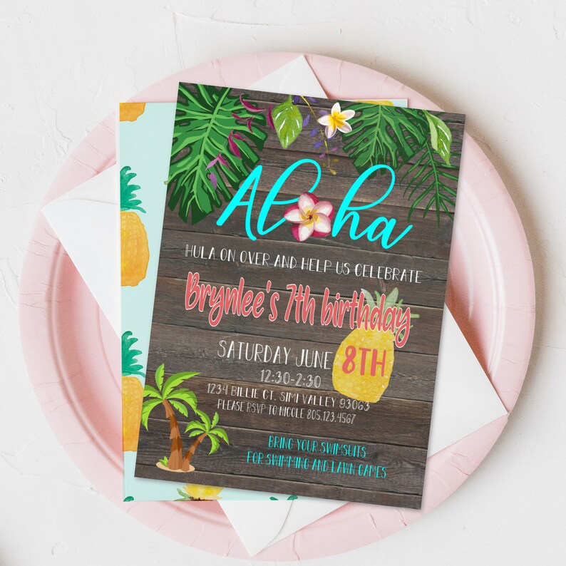 EDITABLE Aloha Luau Birthday Aloha Tropical Party Summer - Etsy