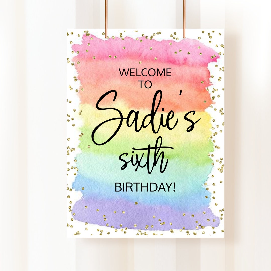 EDITABLE, Rainbow Birthday Invitation, Any Age, Watercolor, Rainbow ...