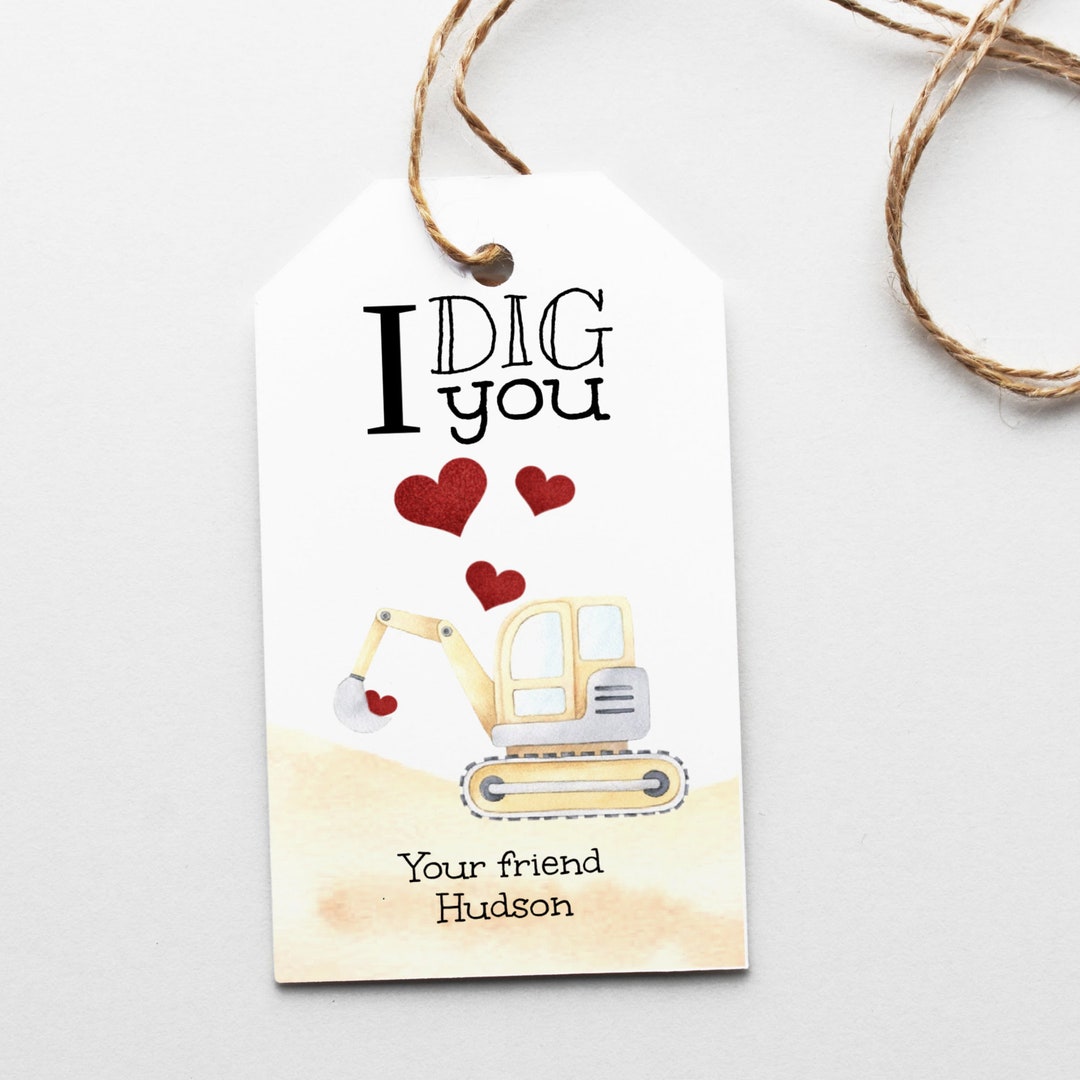 EDITABLE, Valentines Tag, I Dig You, Kids Valentines Tag, Tags ...