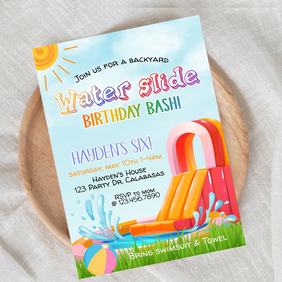 Waterslide Birthday, Let's Make a Splash, Summer Party, Water Slide ...