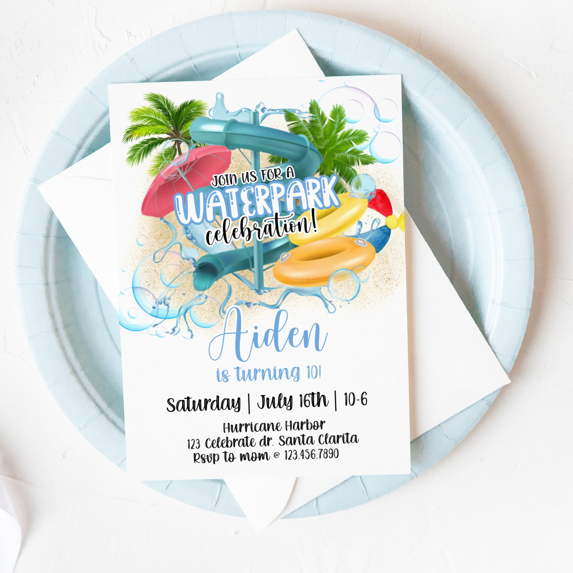 EDITABLE Water Park Party Invitation Water Slide Party Any - Etsy