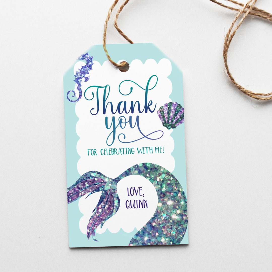 EDITABLE, Mermaid Tag, Mermaid Birthday, Under the Sea Tag, Tags ...