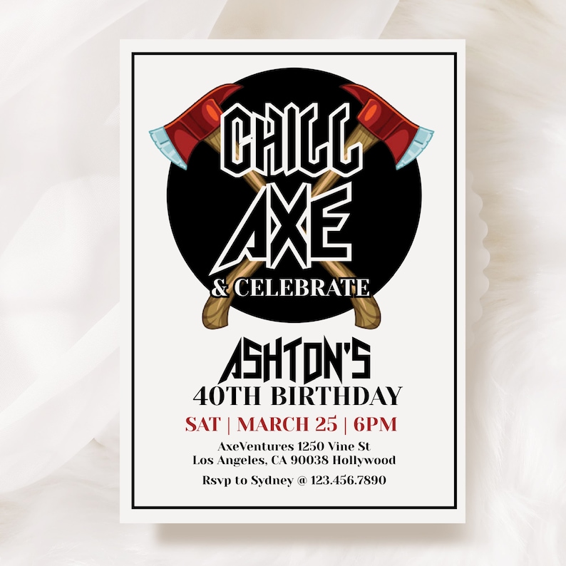 Chill-axe EDITABLE Axe Throwing Party Axe Invitation - Etsy