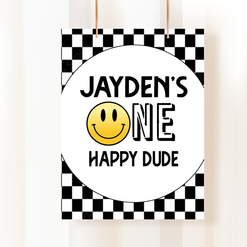 EDITABLE ONE Happy Dude Smiley Face 1st Birthday First - Etsy
