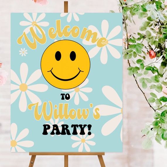 Smile Face Birthday Welcome Poster Welcome Smiley Face | Etsy