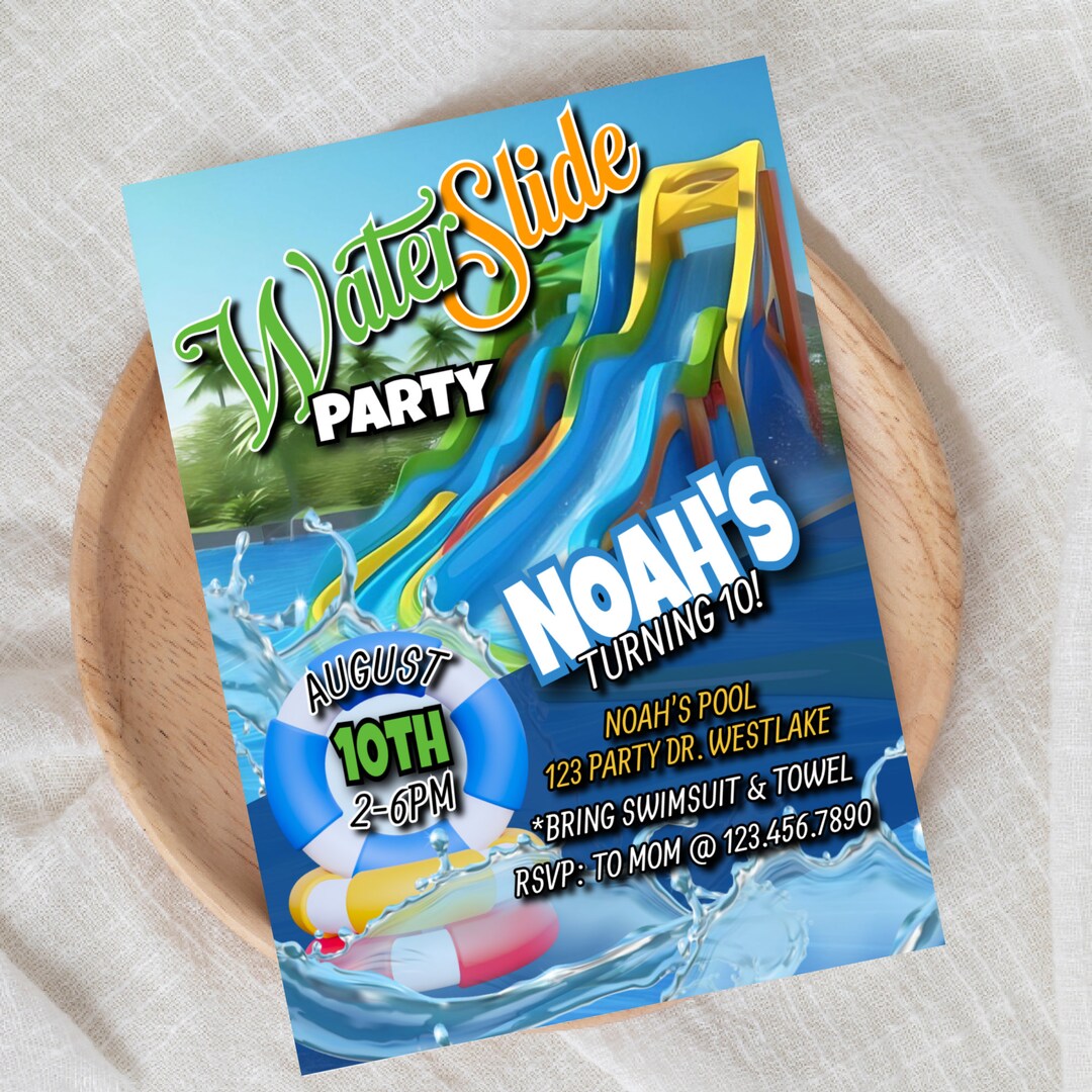 Waterslide Birthday, Let's Make a Splash, Summer Party, Water Slide ...