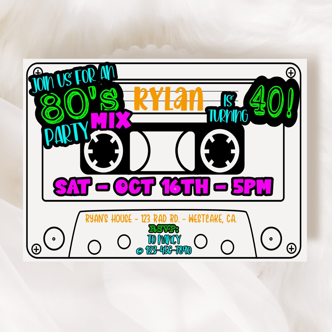 EDITABLE, 80's Birthday Invitation, 80's House Party, Hip Hop Party ...