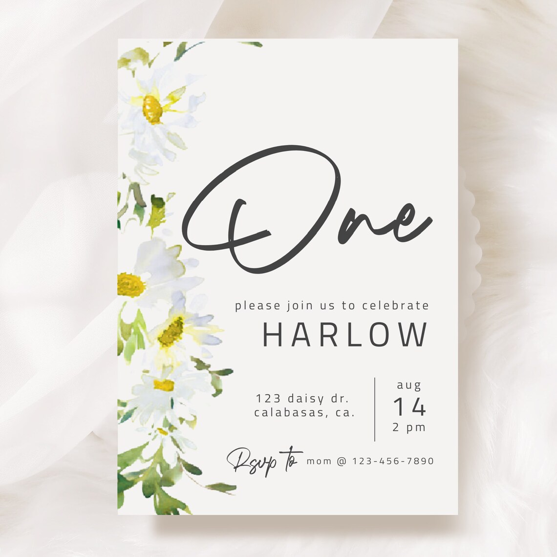 Editable Daisy Birthday Invite Any Age Wildflower Birthday - Etsy