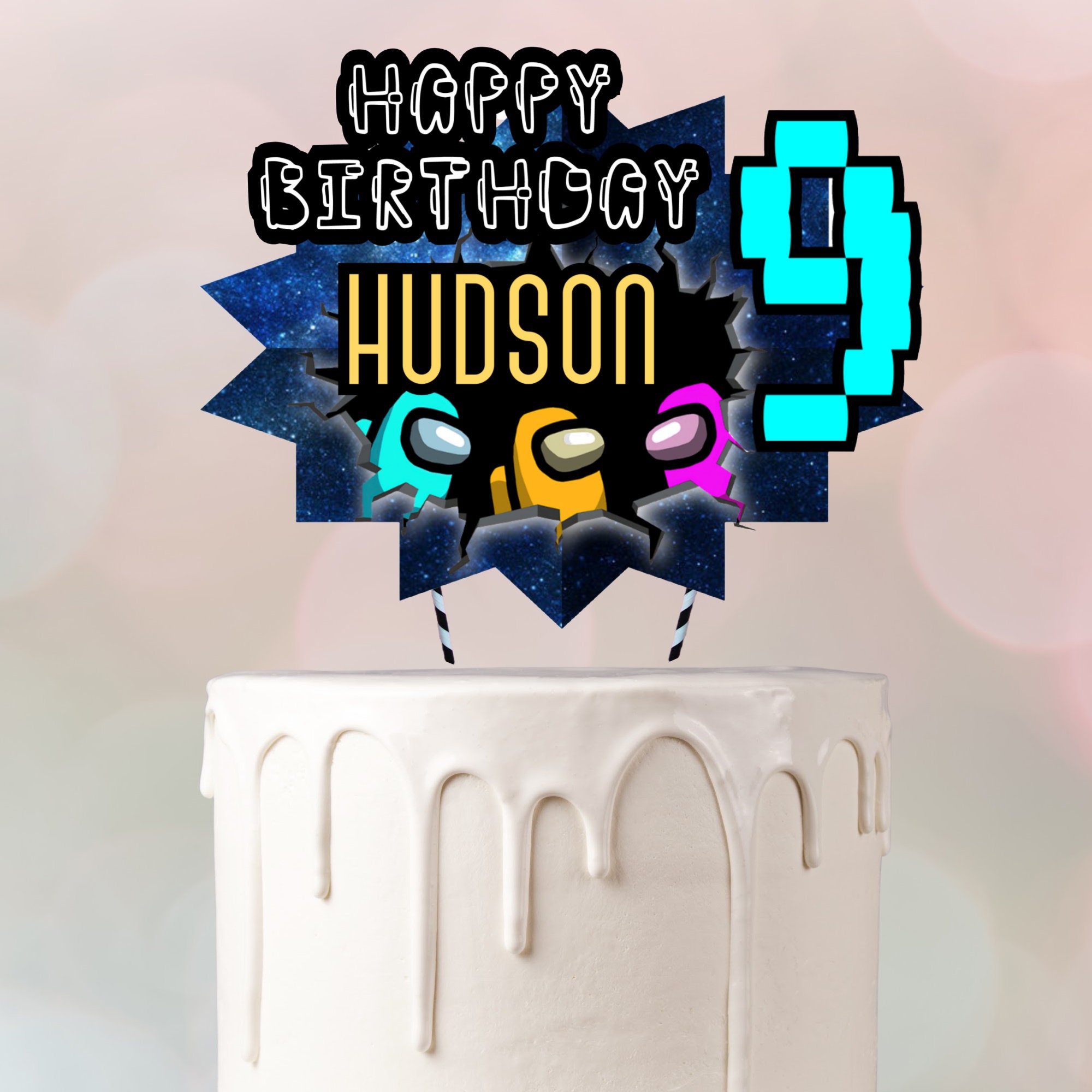 EDITABLE, Among Us Party Décor, Among Us Birthday, Among Us Cake Topper ...