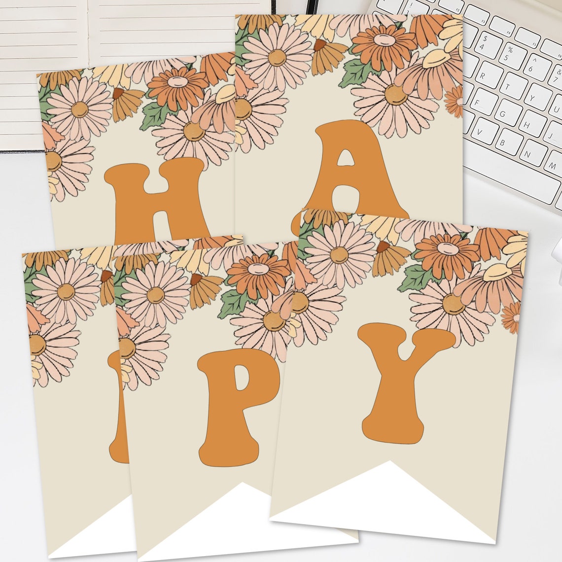 EDITABLE Retro Birthday Happy Birthday Banner Birthday - Etsy