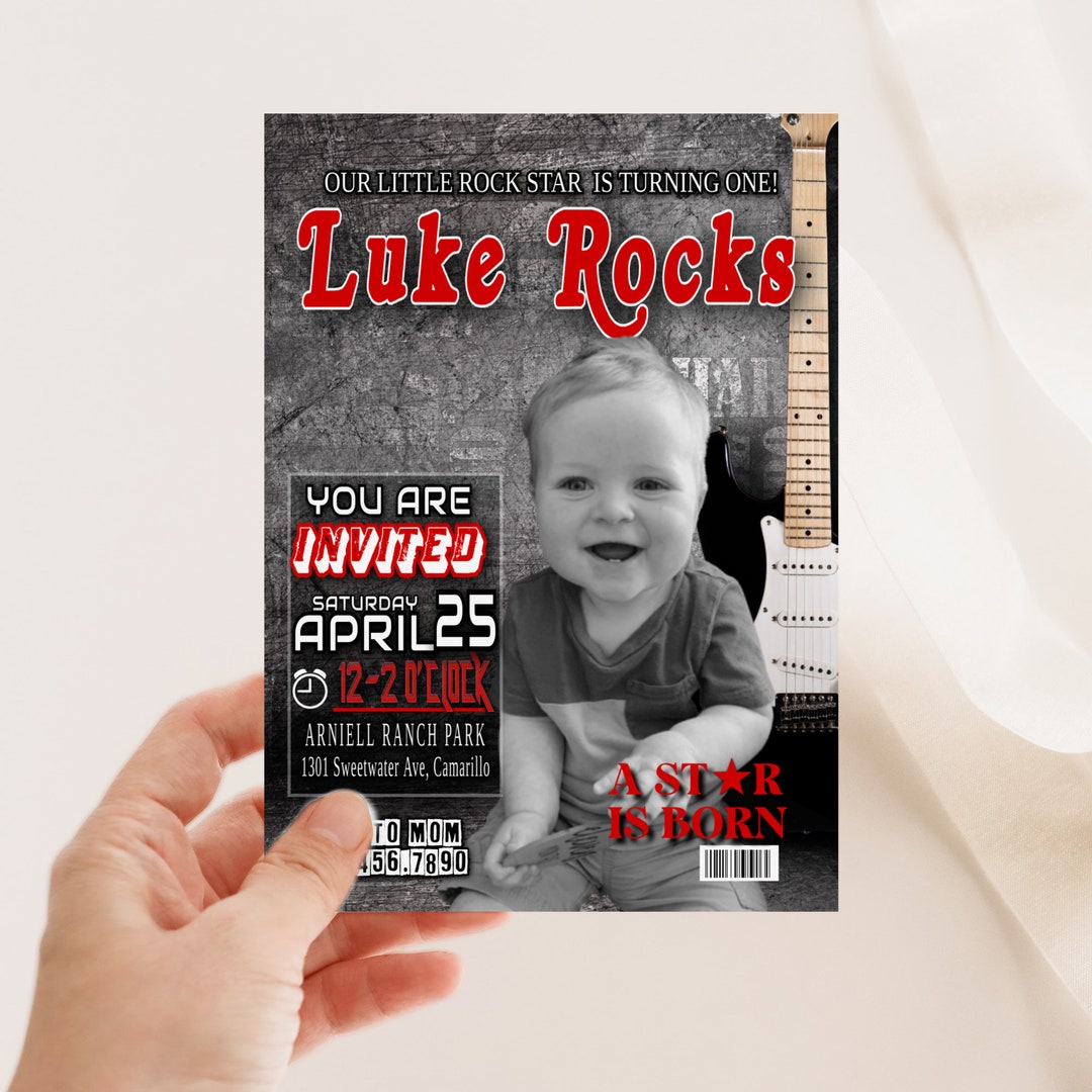 Rock and Roll Birthday, Rockstar Birthday, Editable, Any Age, Rock'n ...