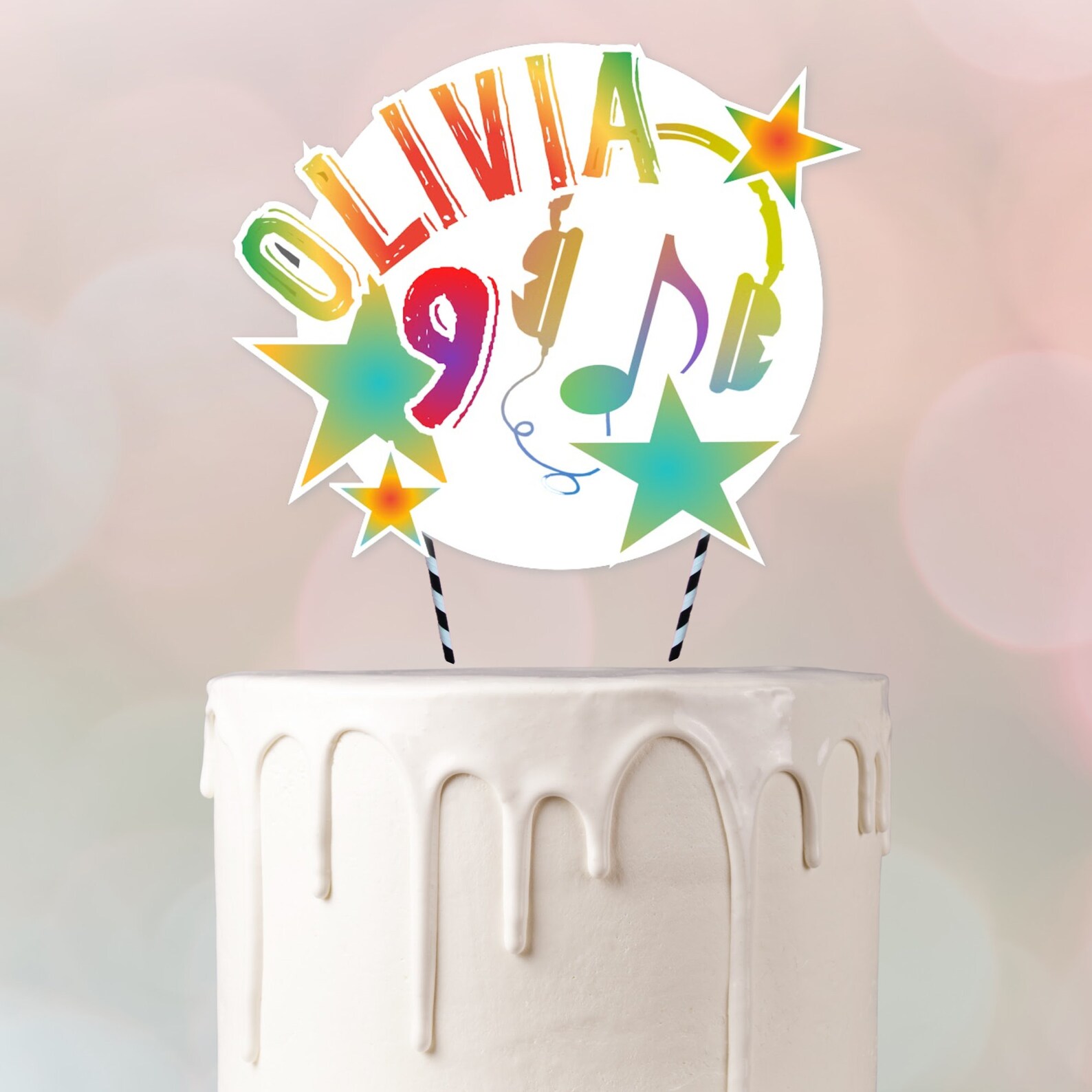 EDITABLE Dance Party Music Cake Topper Musical Party - Etsy