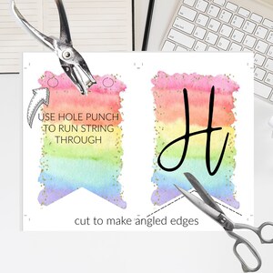 EDITABLE, Rainbow Birthday Banner, Happy Birthday Banner, Watercolor ...