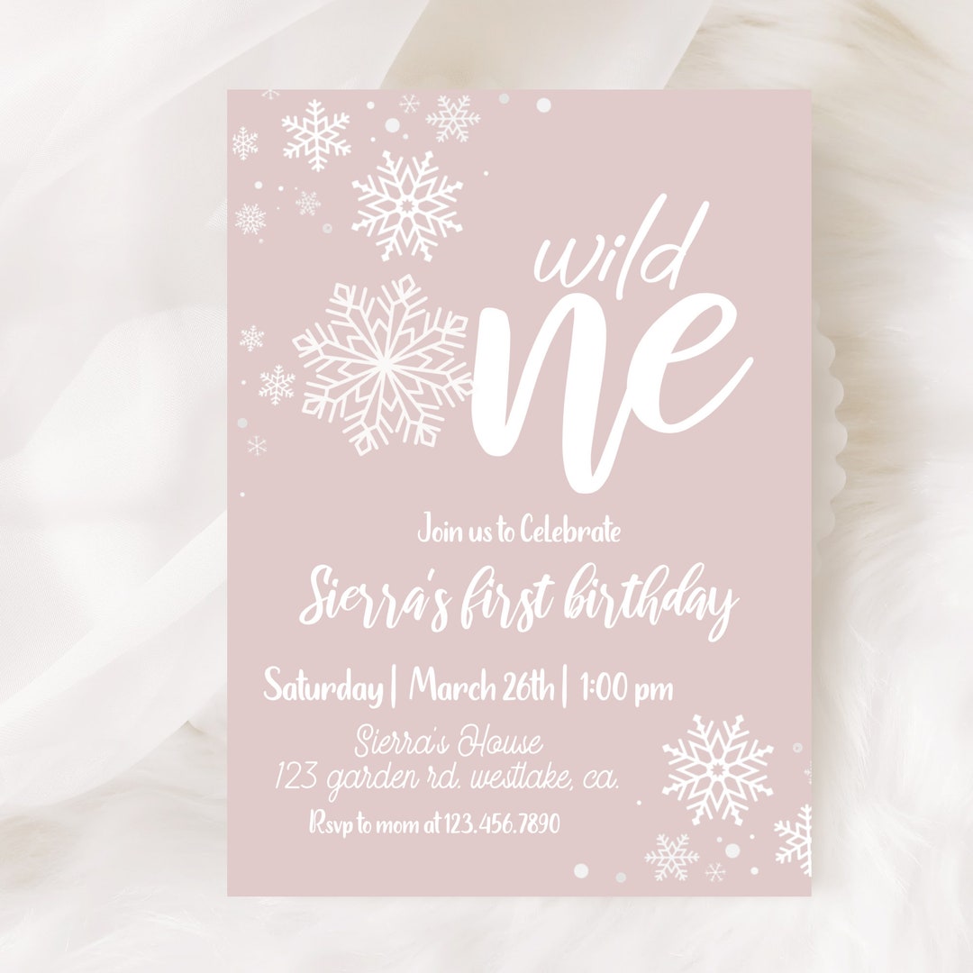 EDITABLE, Wild One, First Birthday, Snow Theme Daisy Theme, One, Snow ...