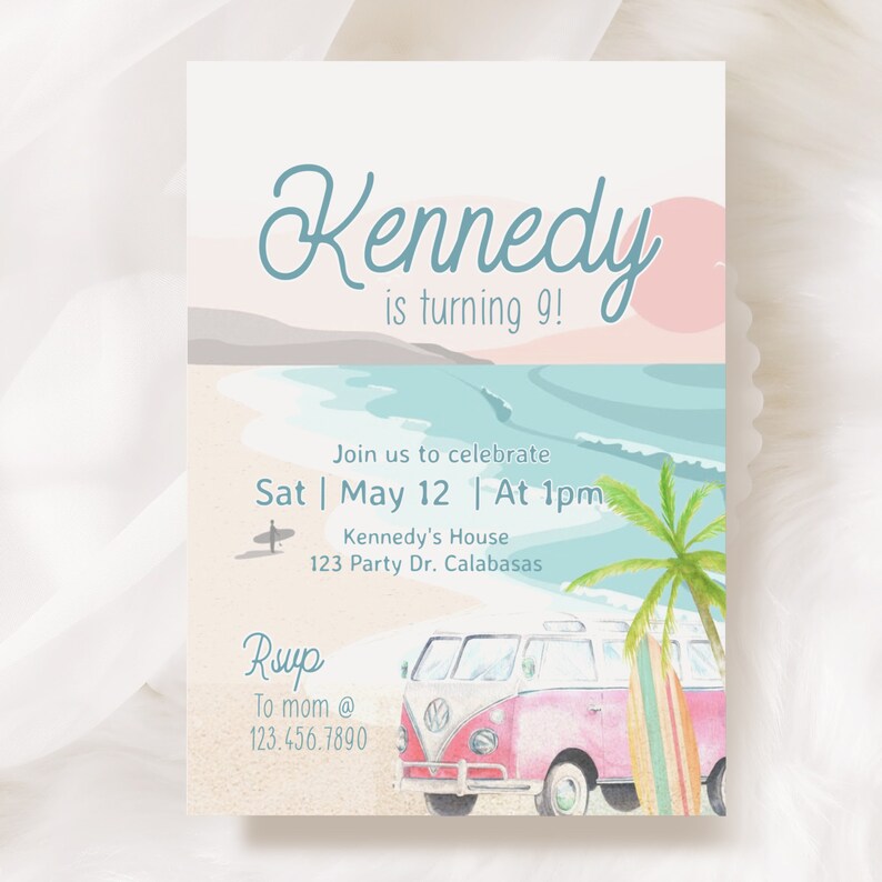 EDITABLE Surfs up Invitation Surf Party Luau Beach Party | Etsy