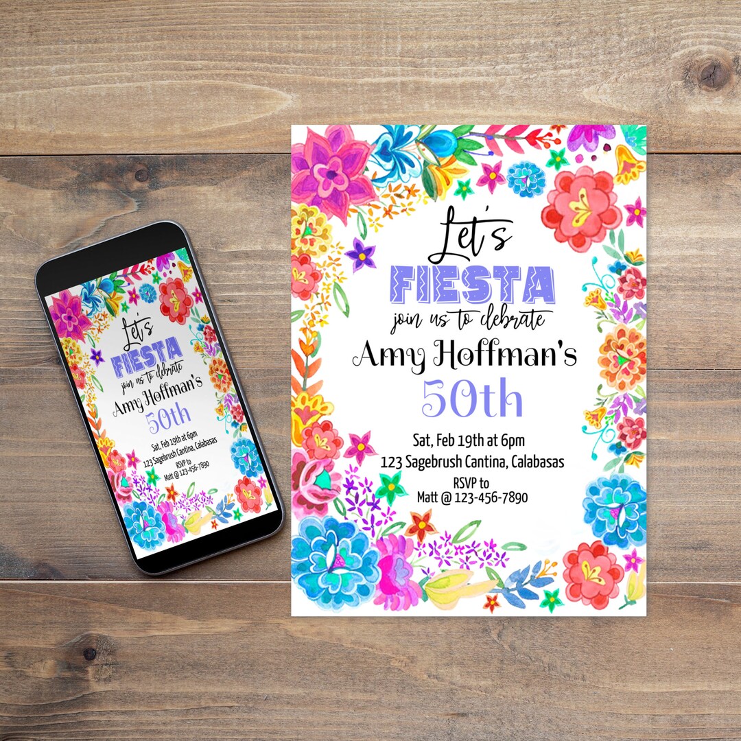 EDITABLE Let's Fiesta Fiesta Birthday Invitation - Etsy