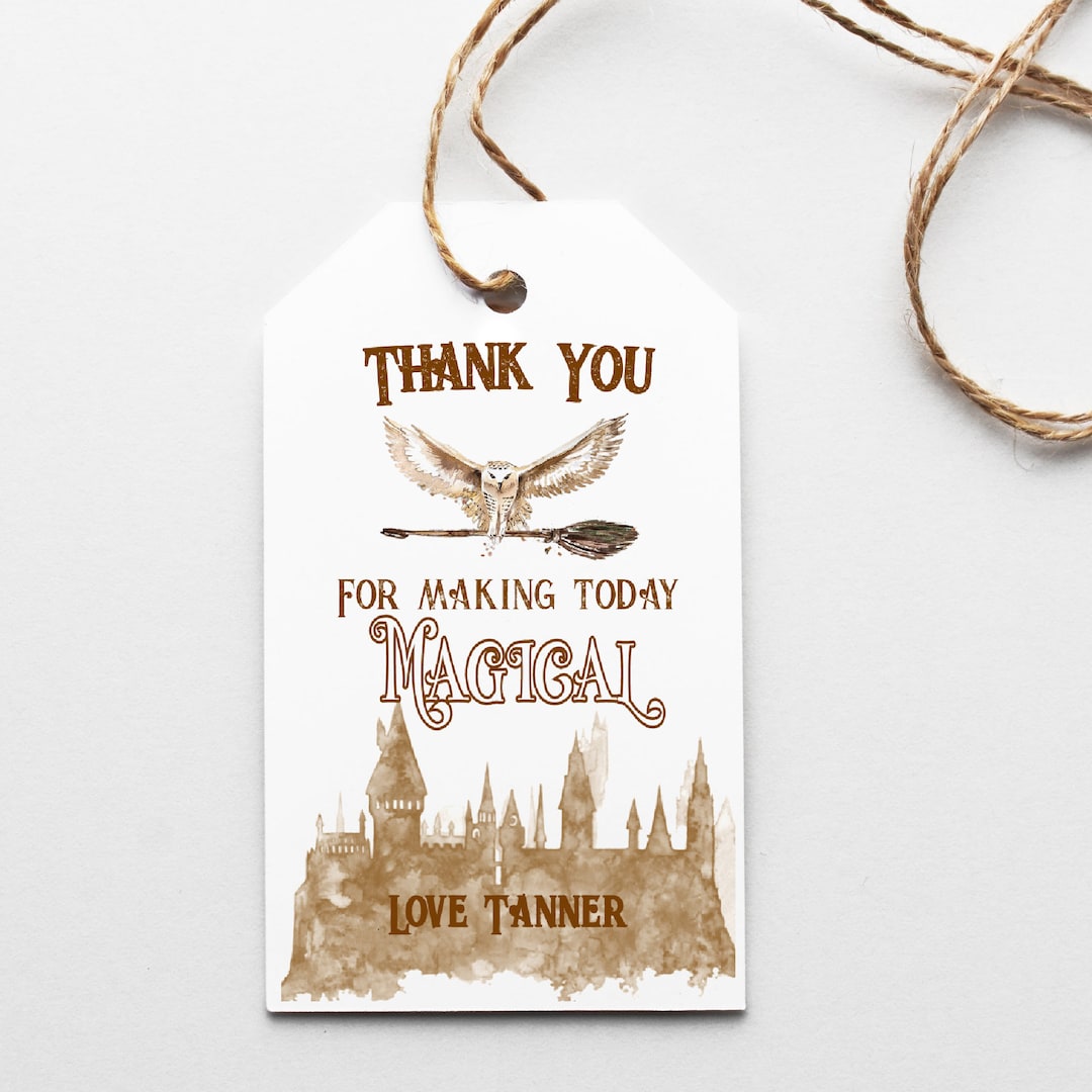 EDITABLE, Magical Birthday, Thank You Tag, Wizard Birthday Tag, Wizard ...