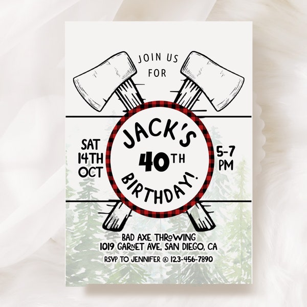 Axe Throwing Editable Birthday Digital Invitation - Etsy New Zealand