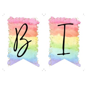 EDITABLE, Rainbow Birthday Banner, Happy Birthday Banner, Watercolor ...